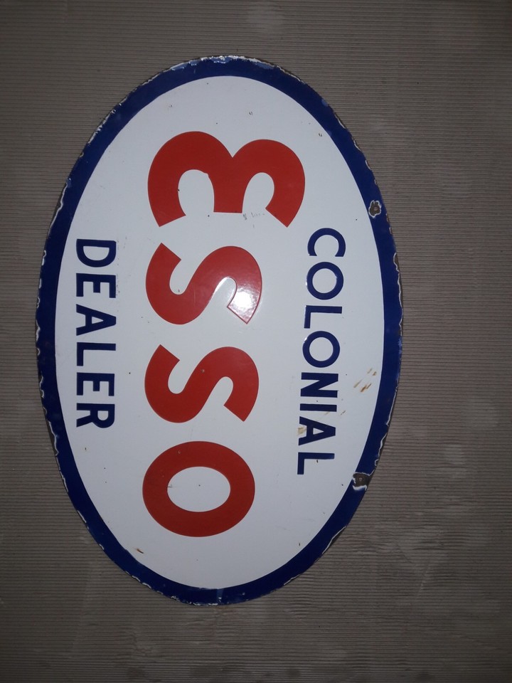 PORCELAIN ESSO ENAMEL SIGN 60X36 INCHES DOUBLE SIDED | eBay