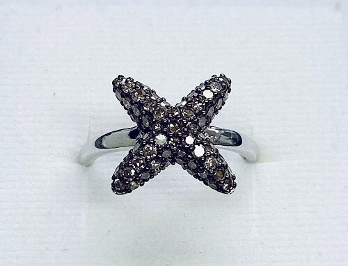 HSN Colored Diamonds Sterling 1cttw Champagne Diamond X Design Ring ...