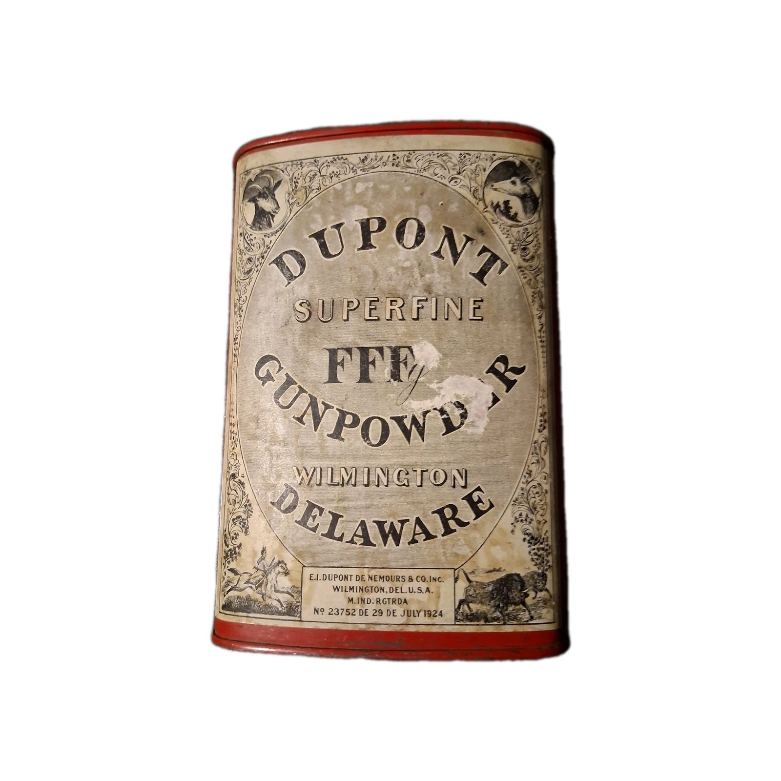 Antique 1924 Dupont Oval FFFg Gunpowder Can Patent Date Label | eBay