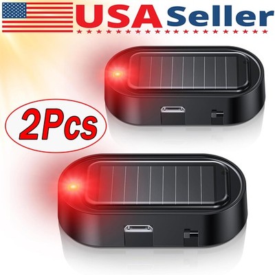 2× Car Alarm Warning Solar Flash LED Light Fake Security System Anti ...
