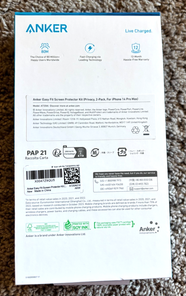 Anker Privacy Screen Protector iPhone 14 Pro Max Open box - 1 in ...