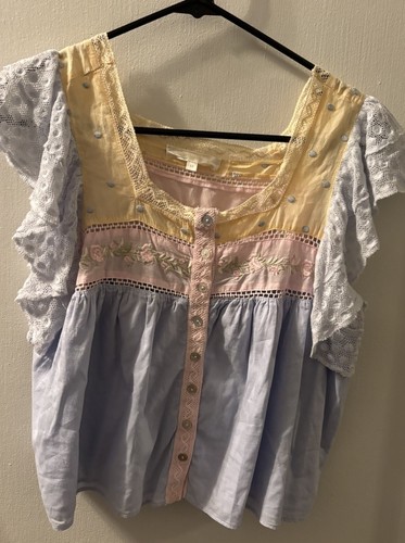 Love Shack Fancy XS Flowy Colorful Embroidered Top | eBay