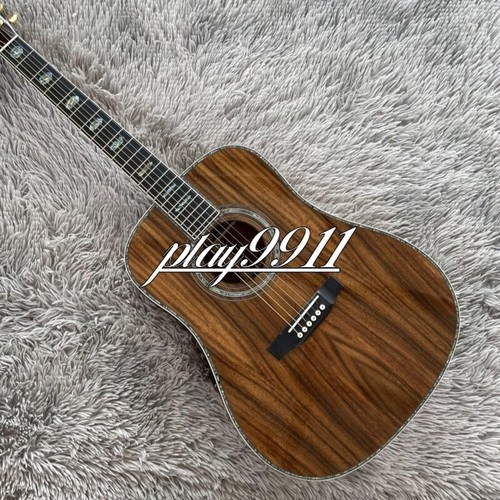 Handmade 45 Full Koa Brown Acoustic Guitar Shell Inlay Bone Nut Factory ...