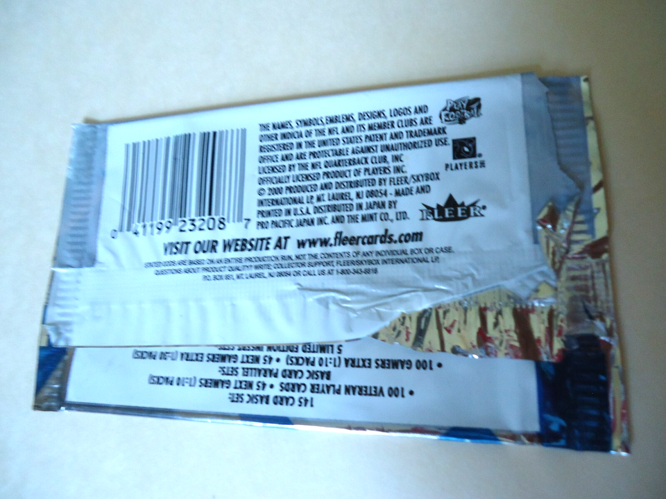 2000 Fleer Gamers Football card wrapper - Retail - NFL - Colts | eBay