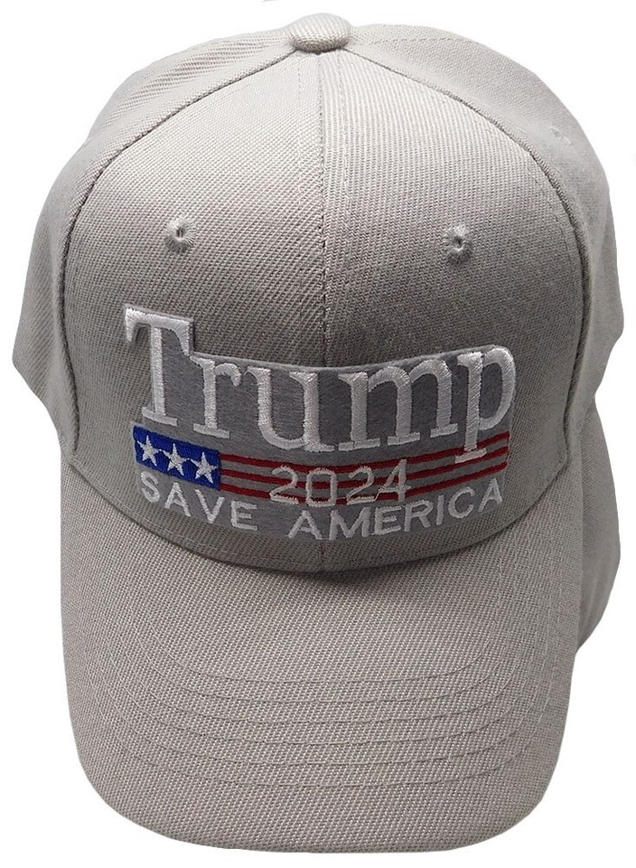 Trump 2024 Save America Grey Gray Cotton Poly Adjustable Embroidered ...