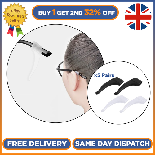 5 Pair Silicone Ear Grip Glasses Hooks Anti Slip Spectacles Retainers ...