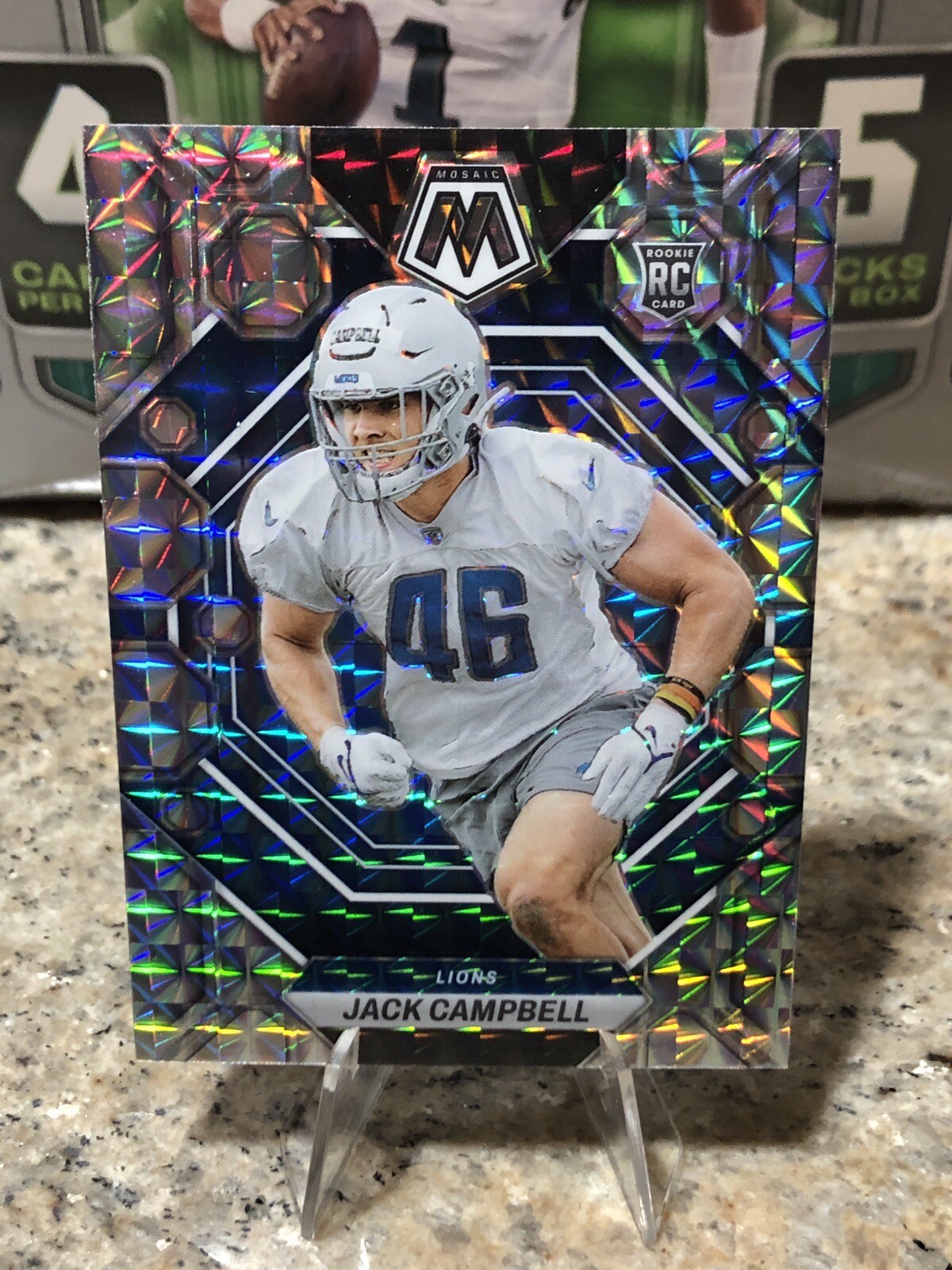 2023 Panini Mosaic Jack Campbell Silver Prizm Rookie RC Detroit Lions ...