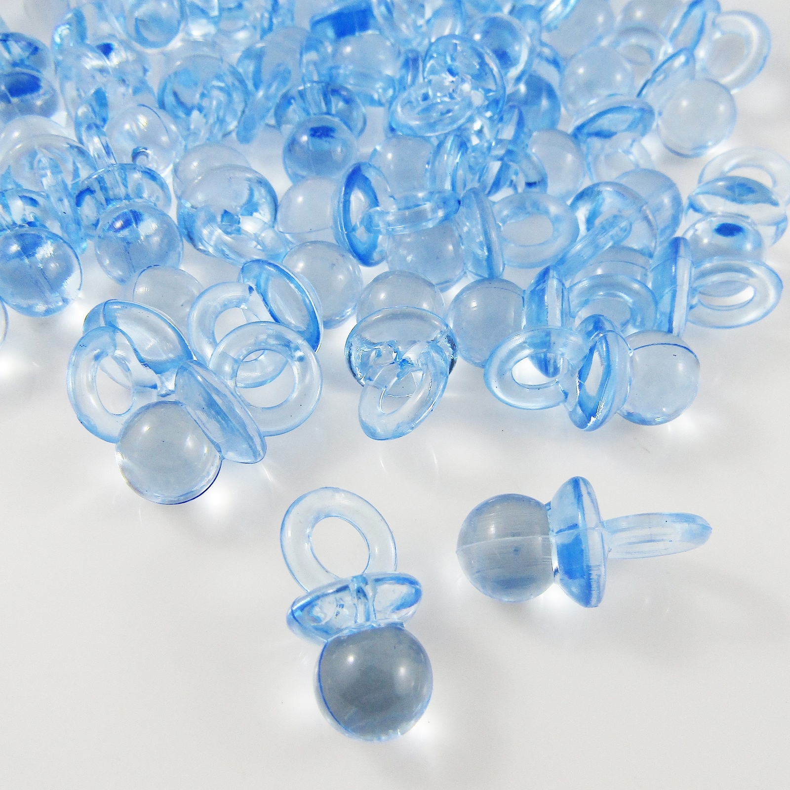 50 PCS Mini Baby Dummies Pacifiers Pink or Blue Baby Shower Party Games ...