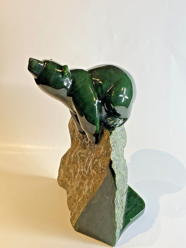 LYLE SOPEL - ORIGINAL JADE BEAR SCULPTURE 1989 WITH COA ORIGINAL OWNER ...