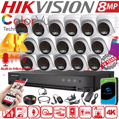 HIKVISION 4K CCTV 8MP Security ColorVu Camera Audio System Night Vision ...
