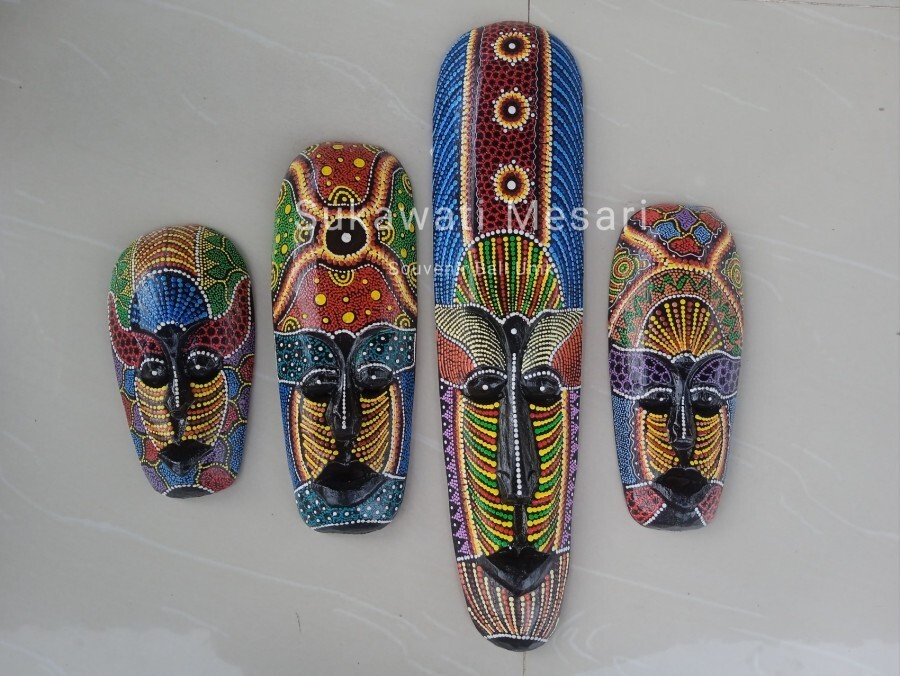 Australian Aboriginal Masks Black White Silhouettes Of Traditional