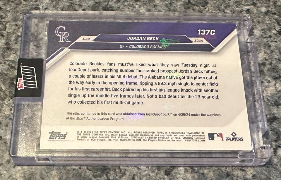 2024 Topps Now - Jordan Beck - Game Used Base Relic #’d /25 #137C ...