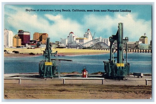 Long Beach California Postcard Skyline Downtown Pierpoint Landing c1940 ...