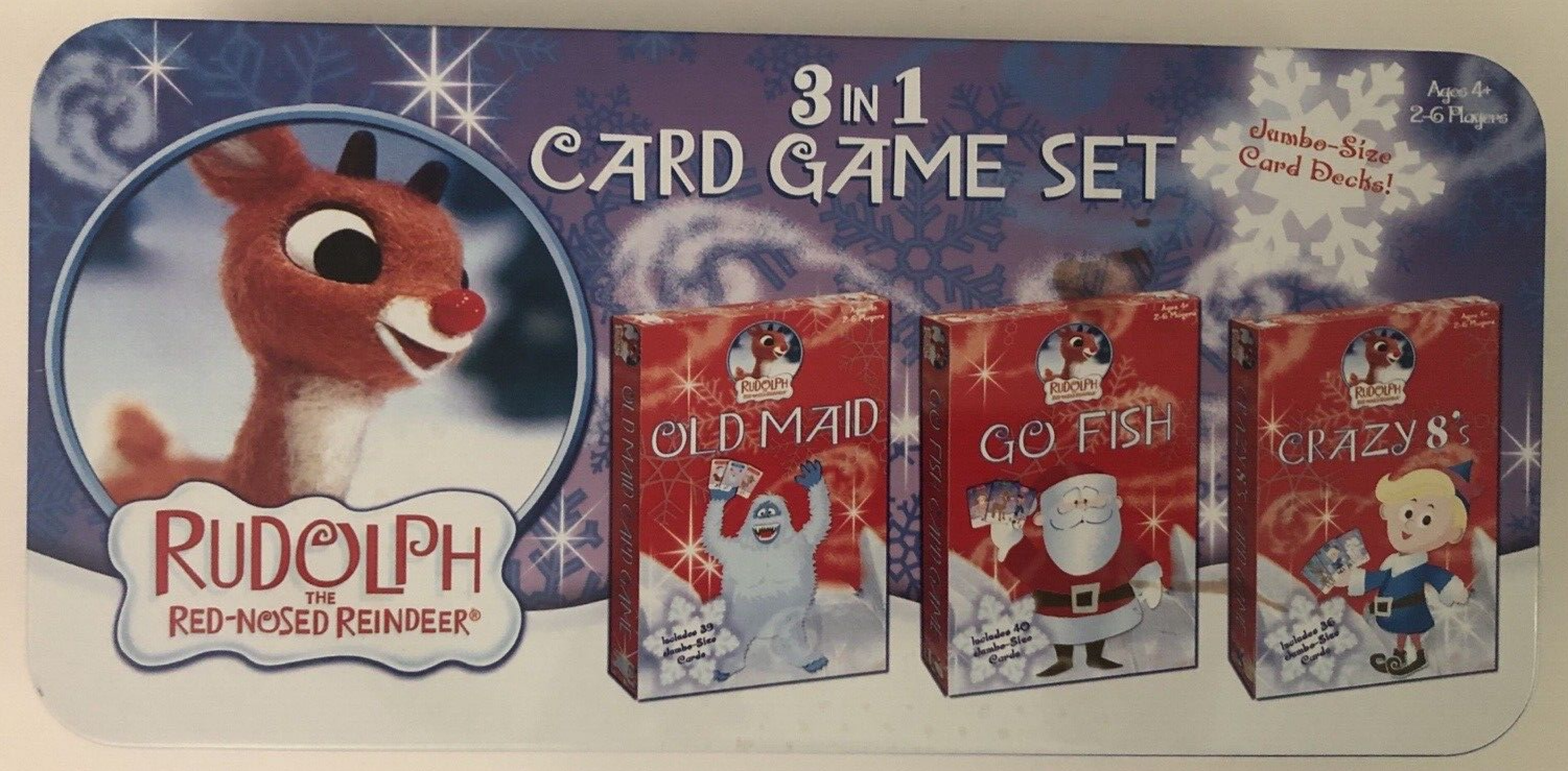 Rudolph the Red-Nosed Reindeer 3-in-1 Card Game Old Maid Go Fish Crazy ...