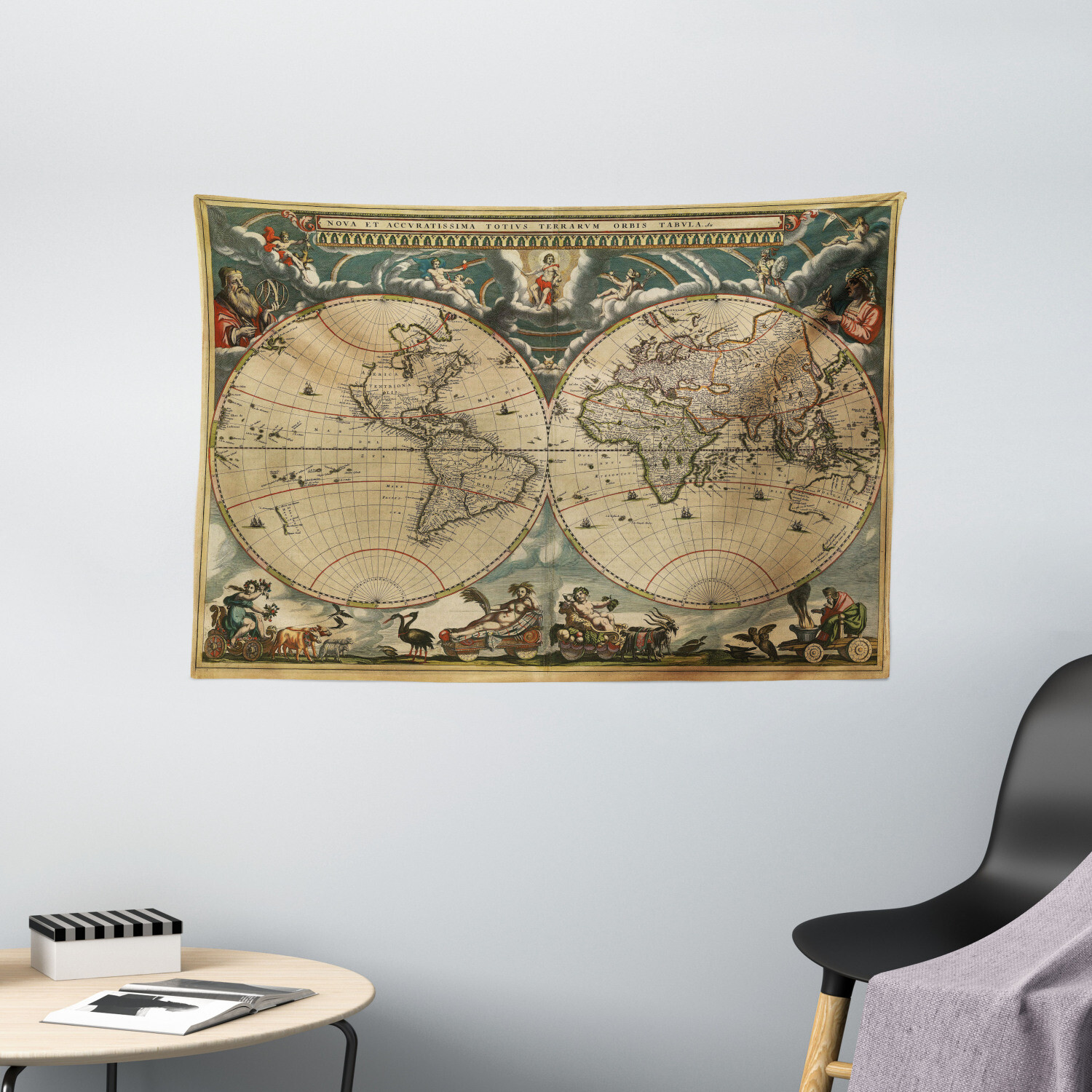 Vintage Tapestry Old Map Ancient World Print Wall Hanging Decor 60Wx40L ...