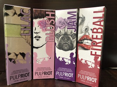 Pulp Riot Semi-Permanent Hair Color (Sets), 4 oz. Lilac, Blush, Jam ...