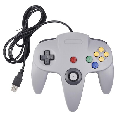 Grey N64 Style USB 8 Button Game Pad Controller Joypad PC Android Pi ...