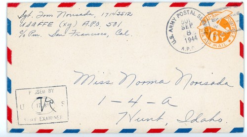 USA Cover Letter Japanese Internment US Army Postal Svc to Hunt, ID Sep ...