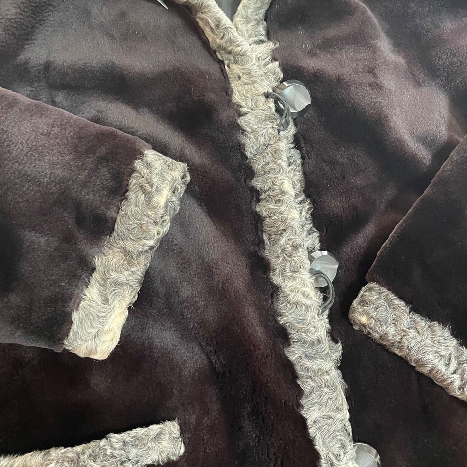 SAGA MINK Black mink Sheared fur Half coat Size:(L) Real fur FROM JAPAN ...