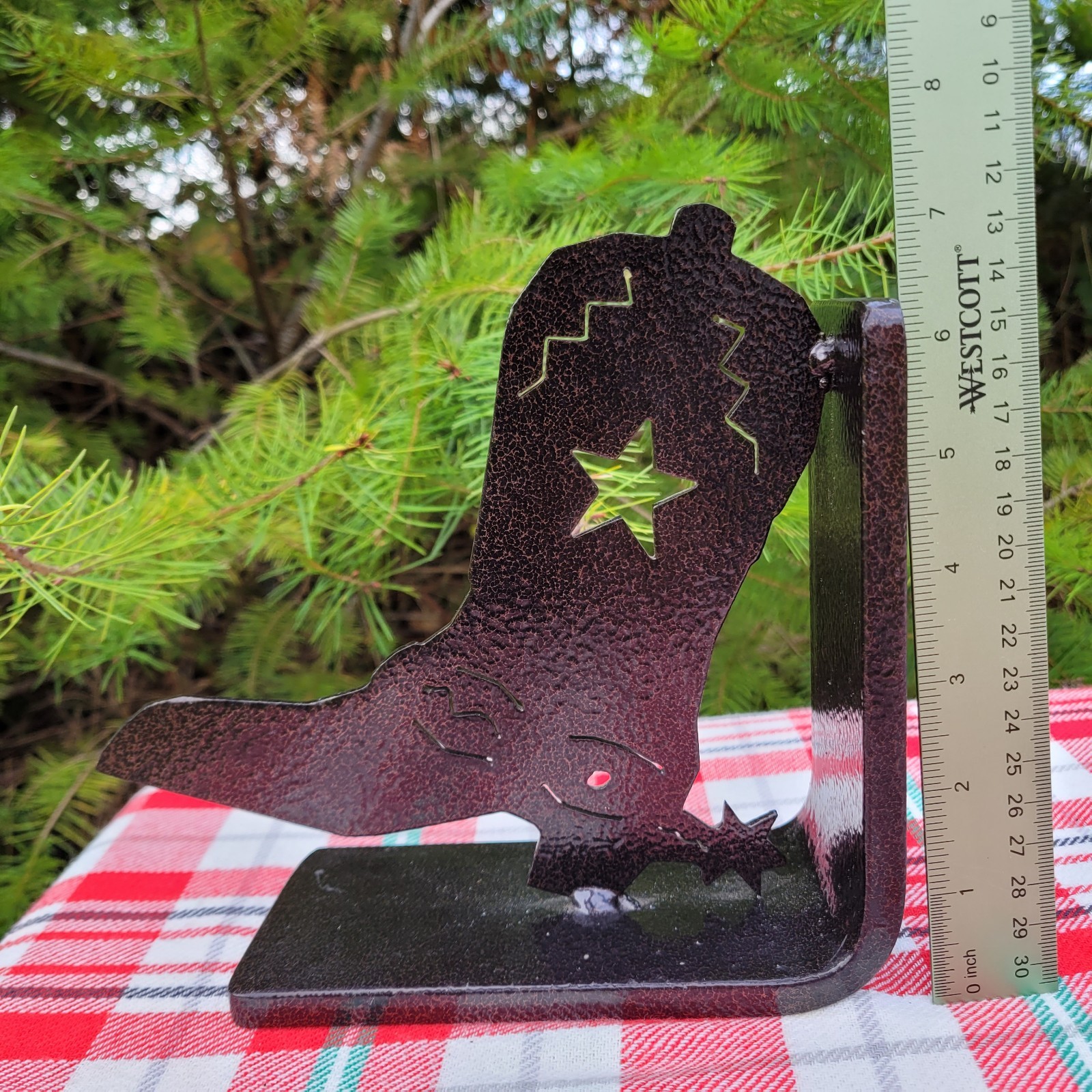 Metal Cowboy Boot Bookend - Western Decor Collectible (Used)