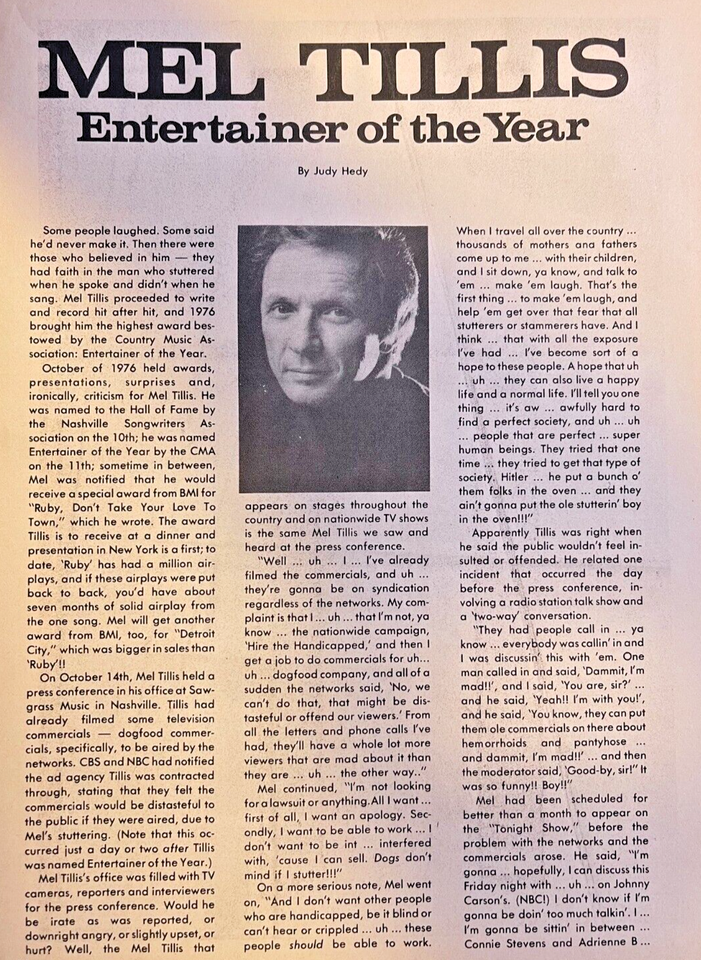 1977 Country Singer Mel Tillis | eBay