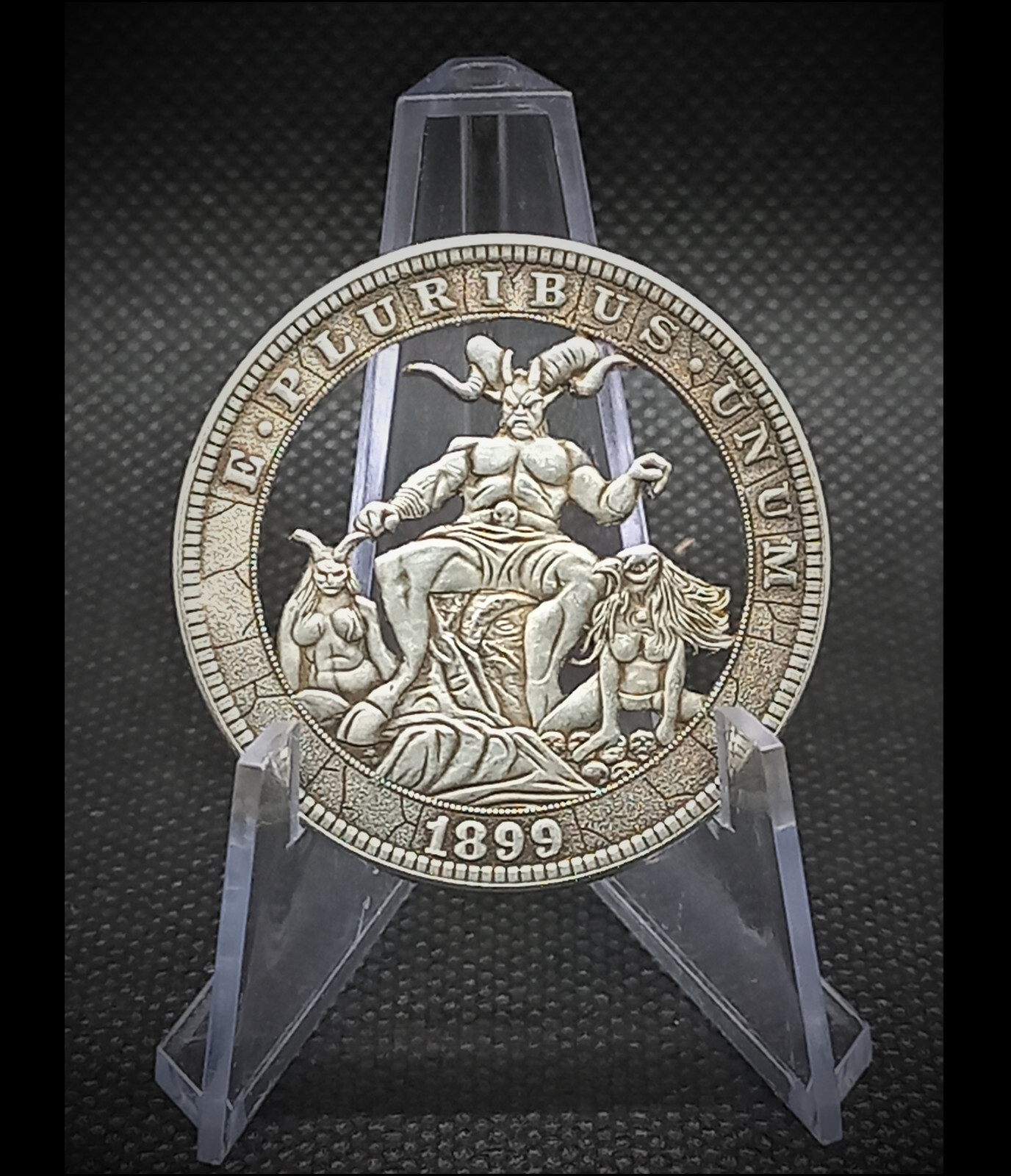 Hand Cut Devil on Throne Hell Lucifer Hobo Coin Dark US Art Gift ...