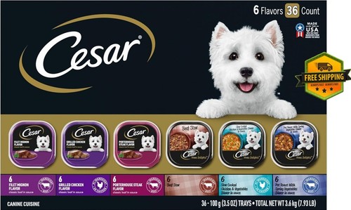 CESAR HOME DELIGHTS Adult Wet Dog Food Variety Pack 36 Count (Single ...