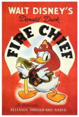 DONALD DUCK FIRE CHIEF Vintage Metal Tin Sign Poster Garage Wall Art ...