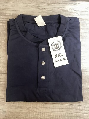 Decrum Mens Henley Neck Regular Fit Casual Shirt Short Sleeve XXL | eBay
