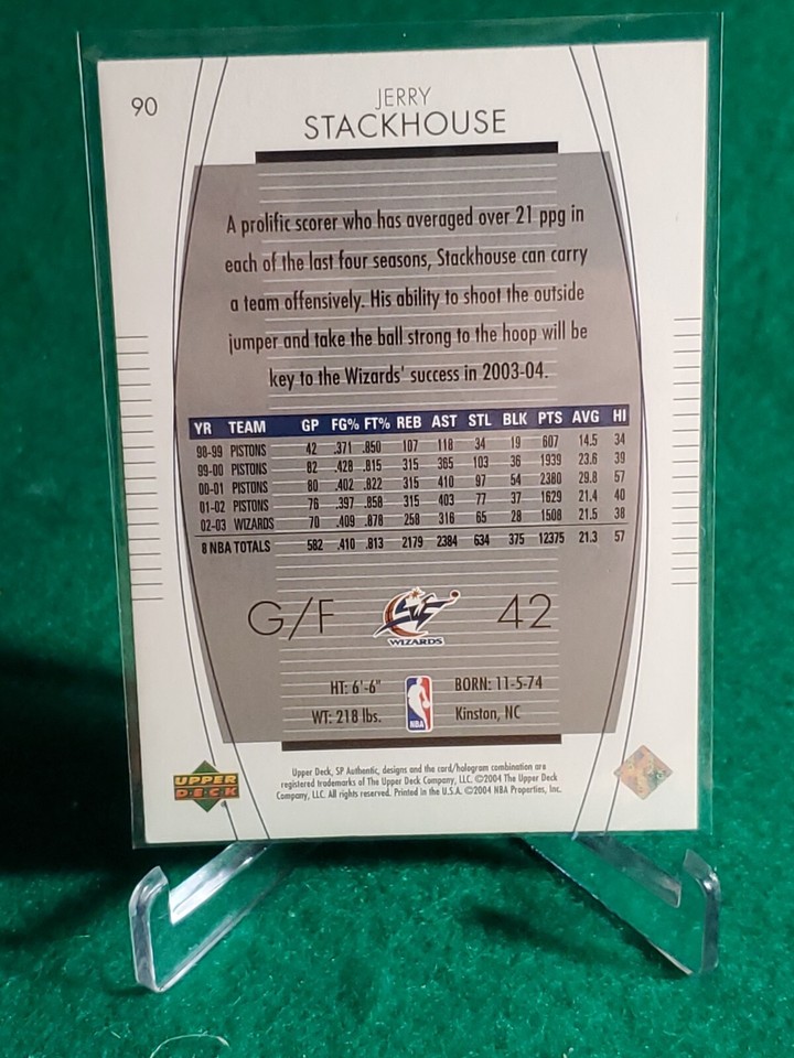 2003-04 Upper Deck SP Authentic #90 Jerry Stackhouse Washington Wizards | eBay