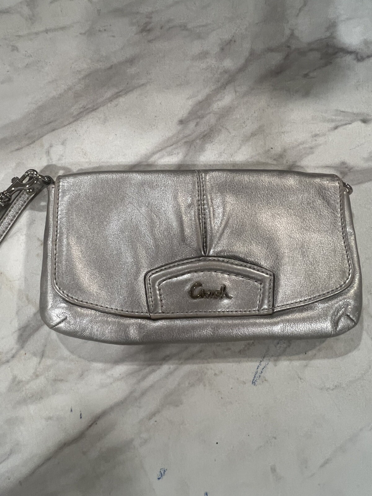 Vintage Coach Grey Wallet Snap Closure Wristlet Has W… - Gem