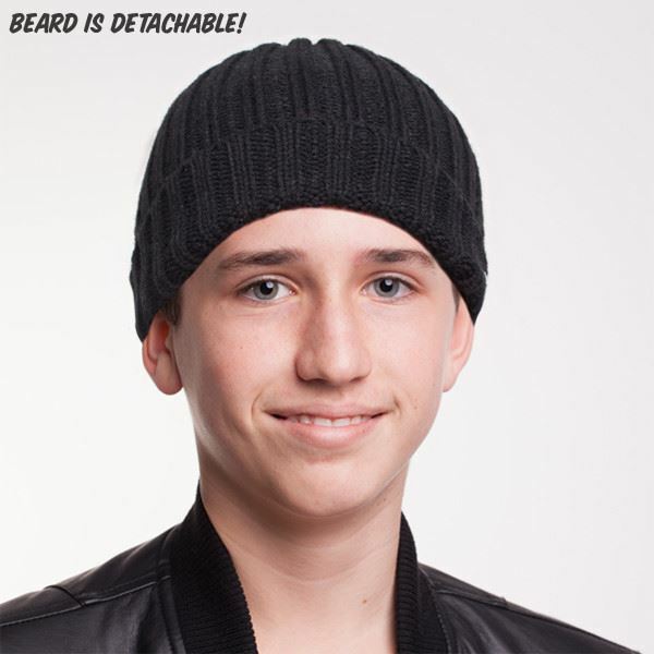 Beardo - Viking Style - Long Black Beard Kids Hat Beanie Face Warmer ...