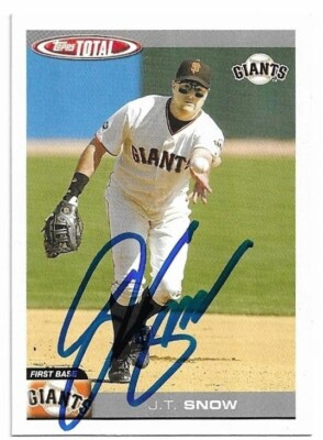 J.T. SNOW Autographed Signed 2004 Topps Total card #153 San Francisco ...