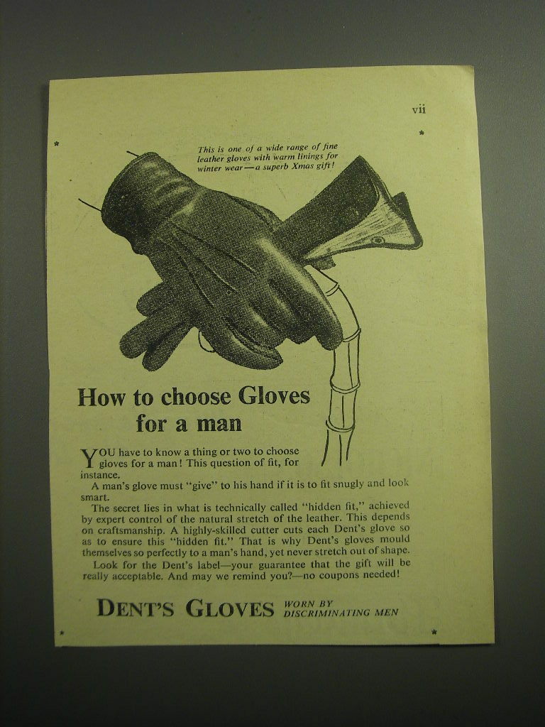 1948 Dent's Gloves Ad - How to choose gloves for a man | eBay