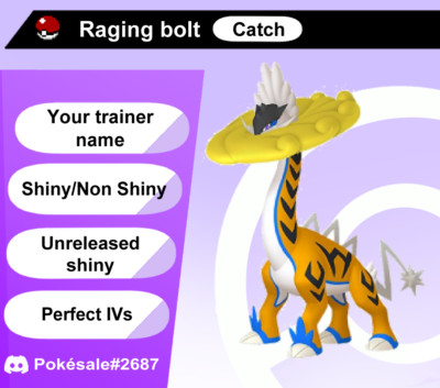 Unreleased Shiny Raging Bolt 6 IV for Scarlet / Violet | eBay