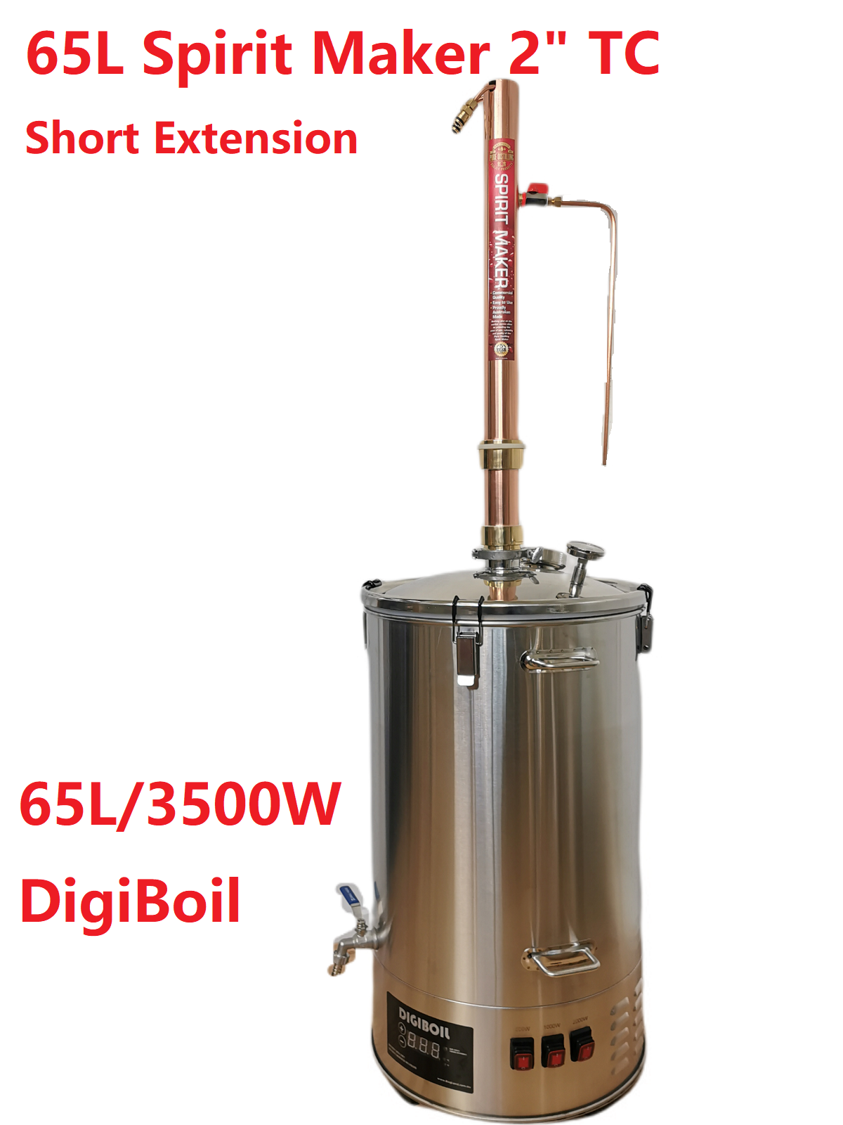 65L Pure Distilling 2" TC Modular Style Extended Height Copper Reflux ...
