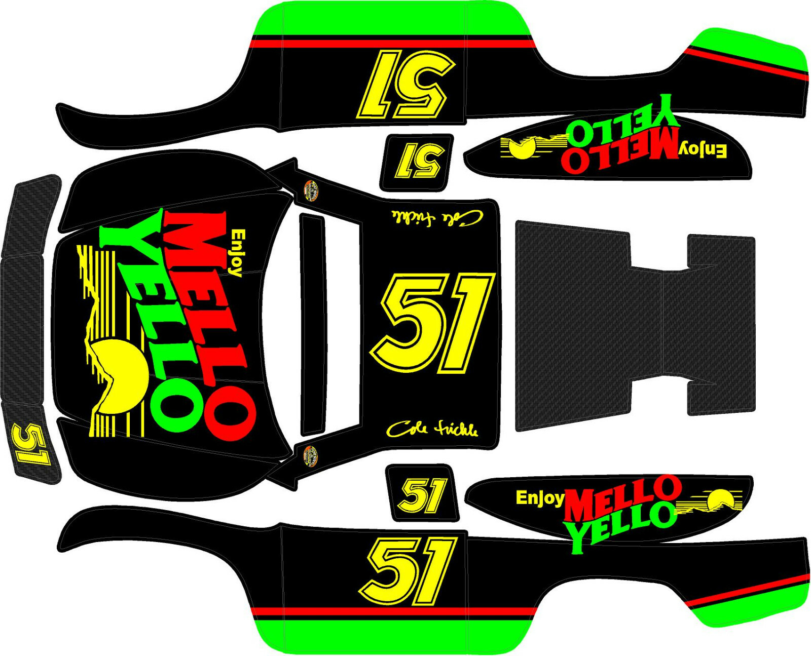 TRAXXAS SLASH MELLO YELLOW DOT Theme wrap decals stickers STOCK 2WD ...