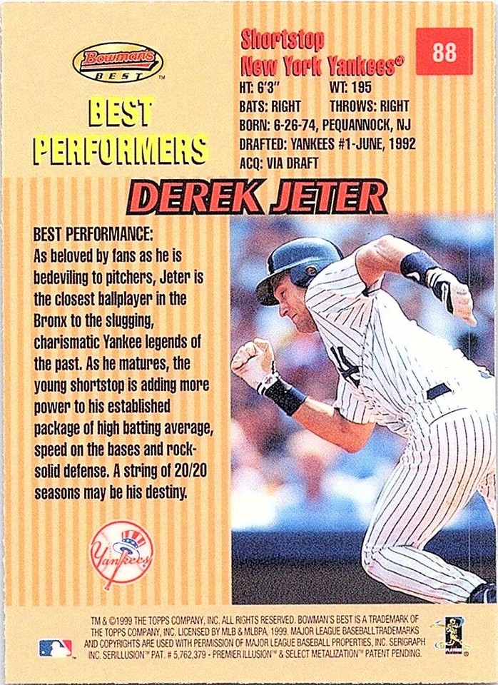 1999 Bowman's Best Derek Jeter New York Yankees #88 | eBay