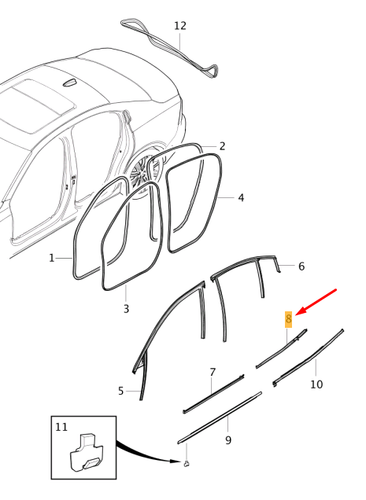 VOLVO S60 MK3 Rear Left Door Window Belt Weatherstrip 31479126 NEW ...
