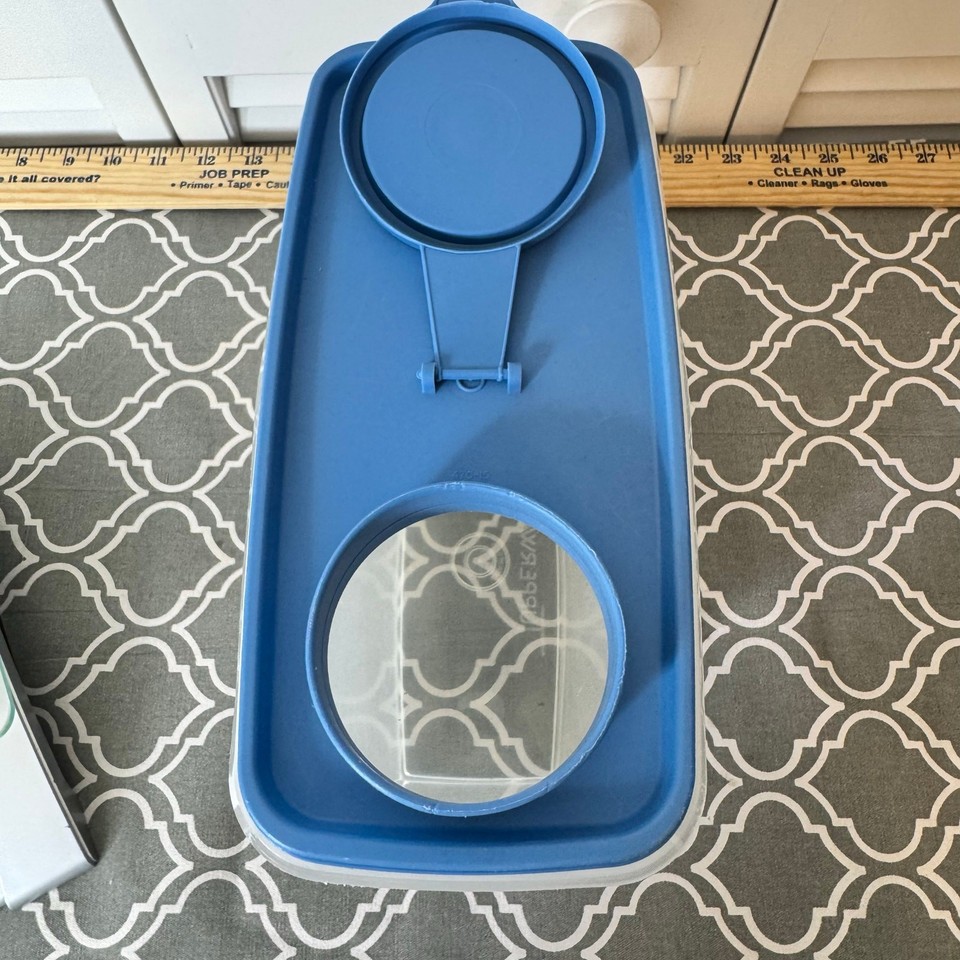 Vintage Tupperware Super Cereal Storer Keeper blue flip-top lid Clear ...
