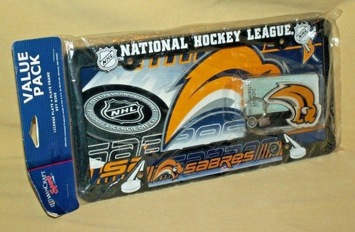 BUFFALO SABRES GIFT SET LICENSE PLATE FRAME KEYRING 2002 WINCRAFT NHL ...
