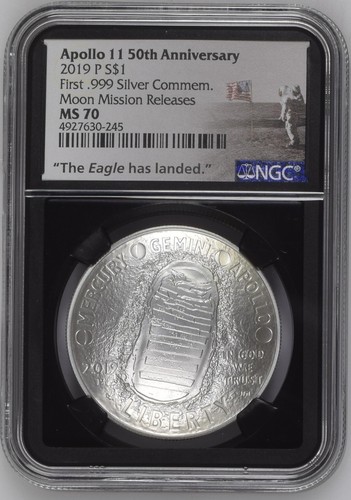 2019 P $1 Apollo 11 50th Anniversary .999 Silver Dollar NGC MS 70 Moon ...