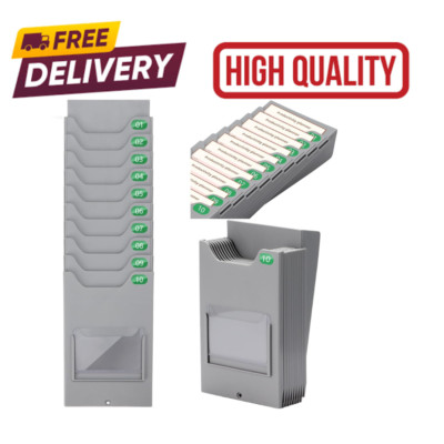 Time Card Holder, 10-Slot Attendance Card Rack, Easy to Hang ...