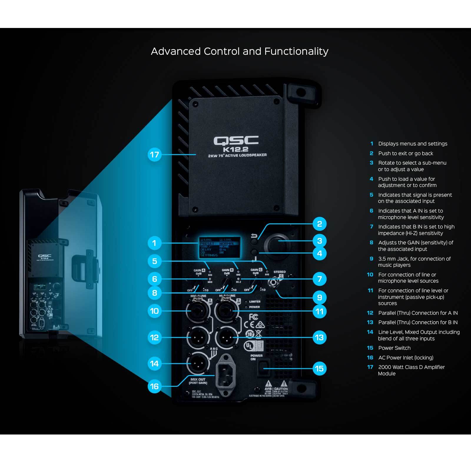 QSC K12.2 K2 2-Way 2000 Watt 12" Black Active Powered DJ PA Loudspeaker ...