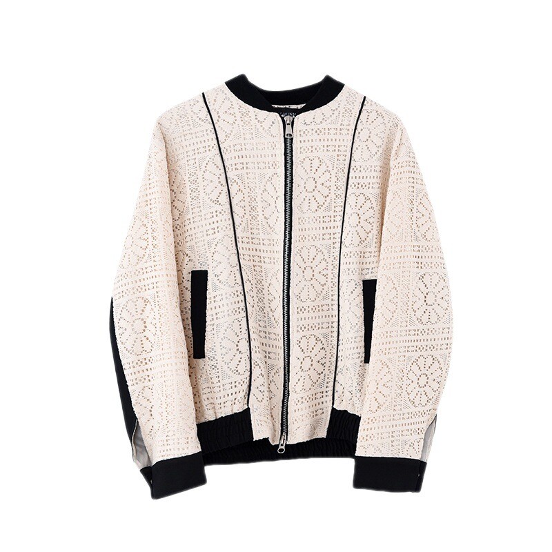 New Men's Autumn Fashion Stand Collar Long Sleeve Loose Mesh Coats ...