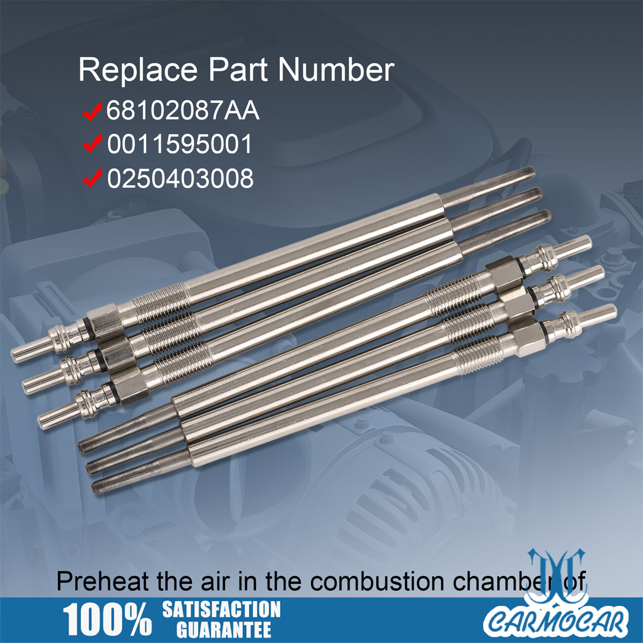 6x Glow Plugs 8 mm Fits For Dodge Sprinter 2500 Jeep 3.0 V6 Diesel ...