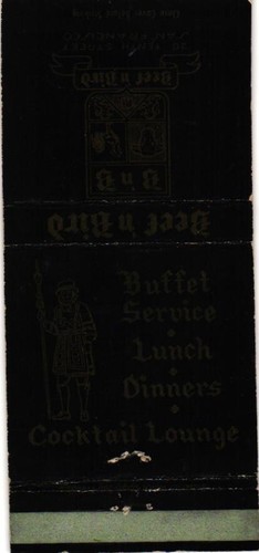 California Beef 'n Bird Buffet Service Luncheon Vintage Matchbook Cover ...
