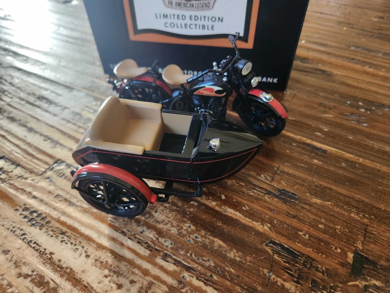 Harley Davidson 1933 Black Motorcycle Sidecar Coin Bank 1/12 Diecast ...