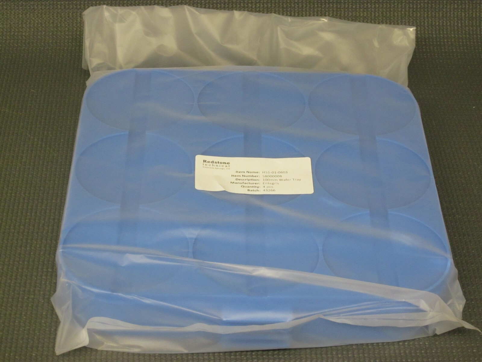 H51-01-0603 Entegris / Fluoroware 100mm (4") Wafer Tray (Lot of 4 ...