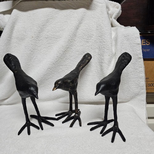 Pottery Barn Iron Metal Blackbird Raven Crow Figures Set of 3 | eBay